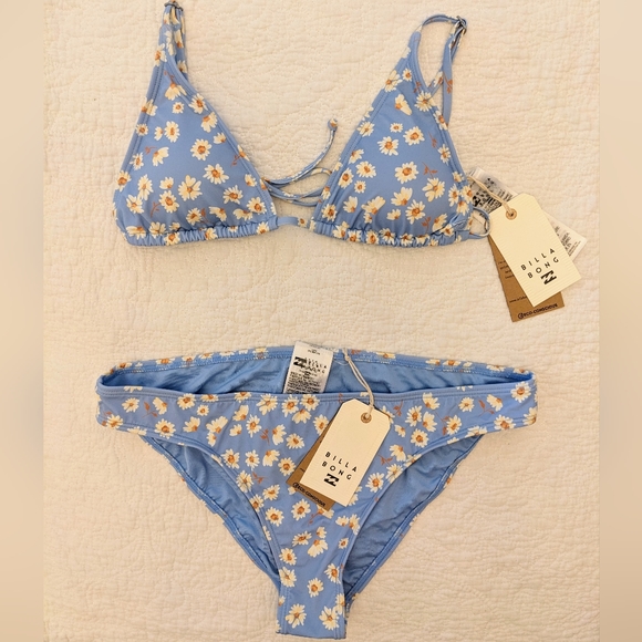 Billabong | Swim | Nwt 3 Piece Billabong Swim Set Ml Blue With Daisy ...